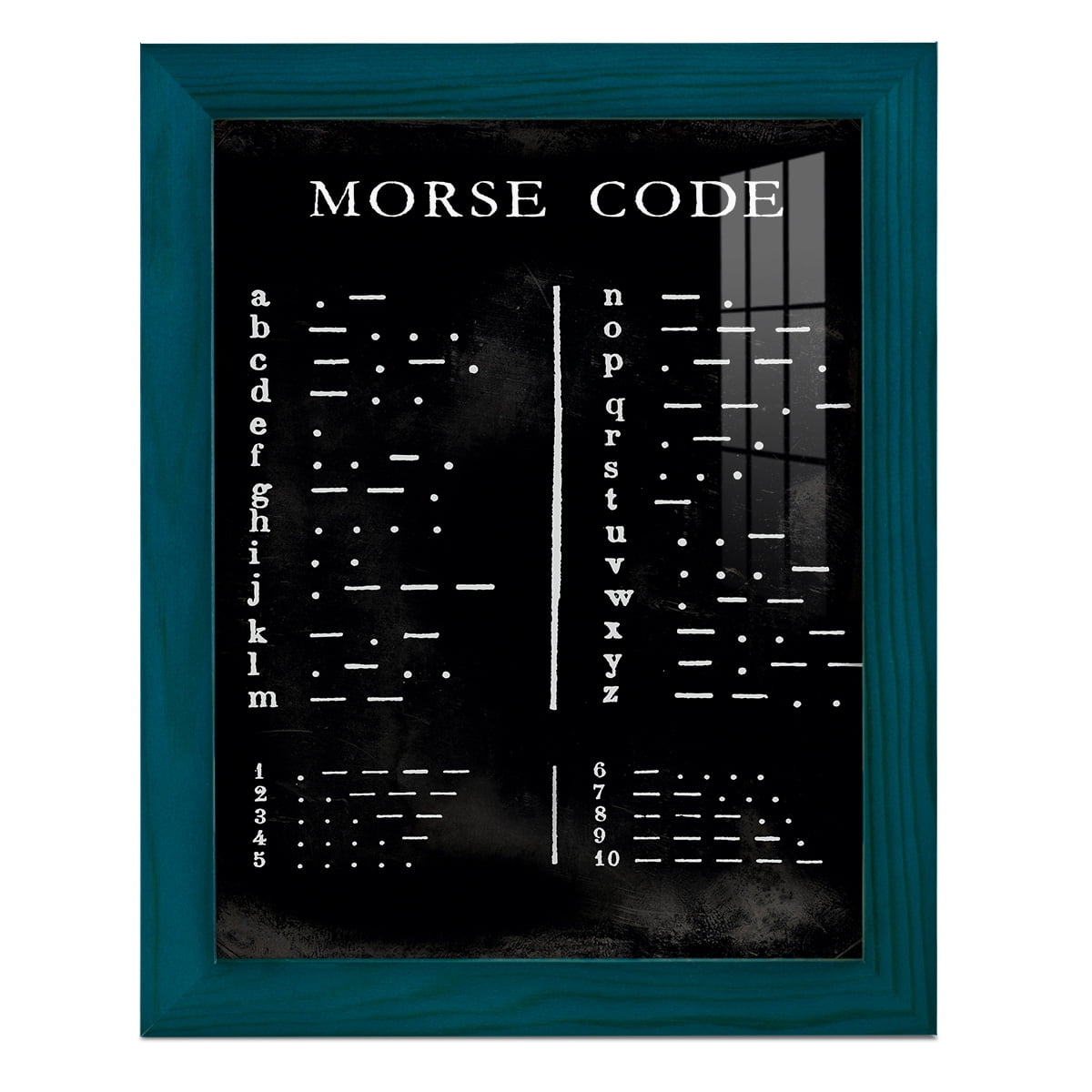 Morse Code Chart - Framed Print w/glass - Ocean Blue - Walmart.com