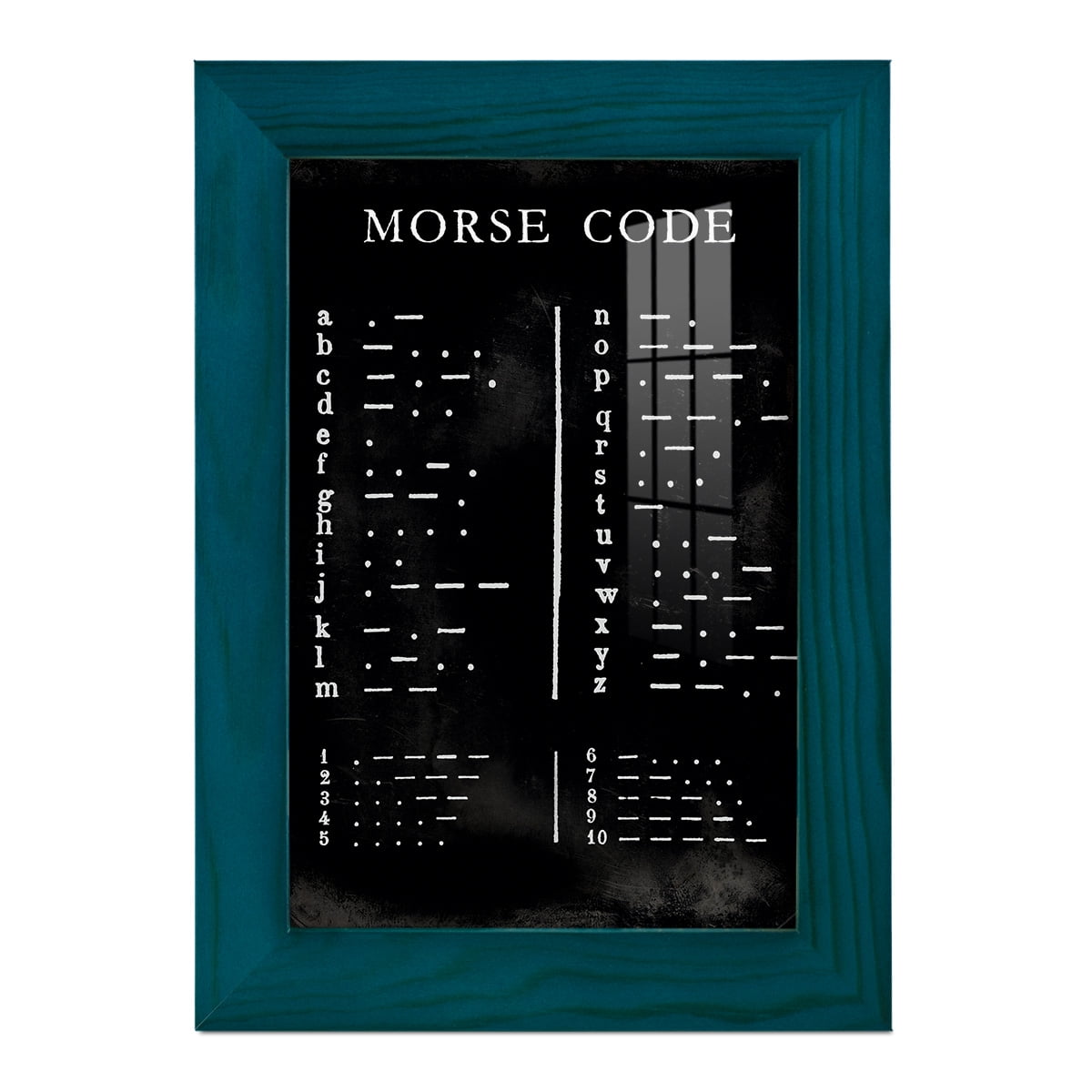 Morse Code Chart - Framed Print w/glass - Ocean Blue - Walmart.com