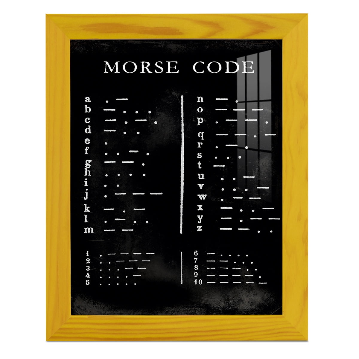 Morse Code Chart - Framed Print w/glass - Sunflower Yellow - Walmart.com
