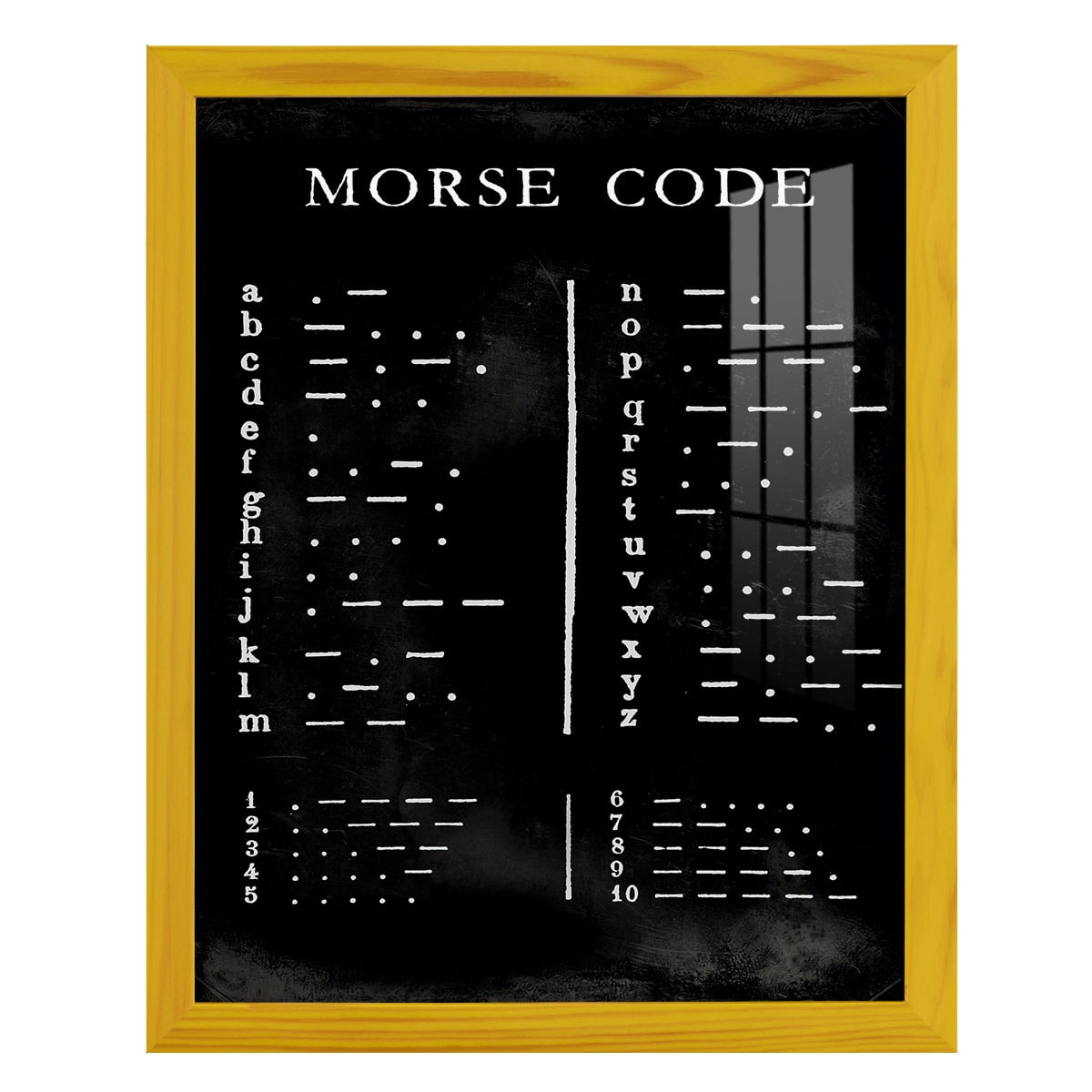 Morse Code Chart - Framed Print w/glass - Sunflower Yellow - Walmart.com