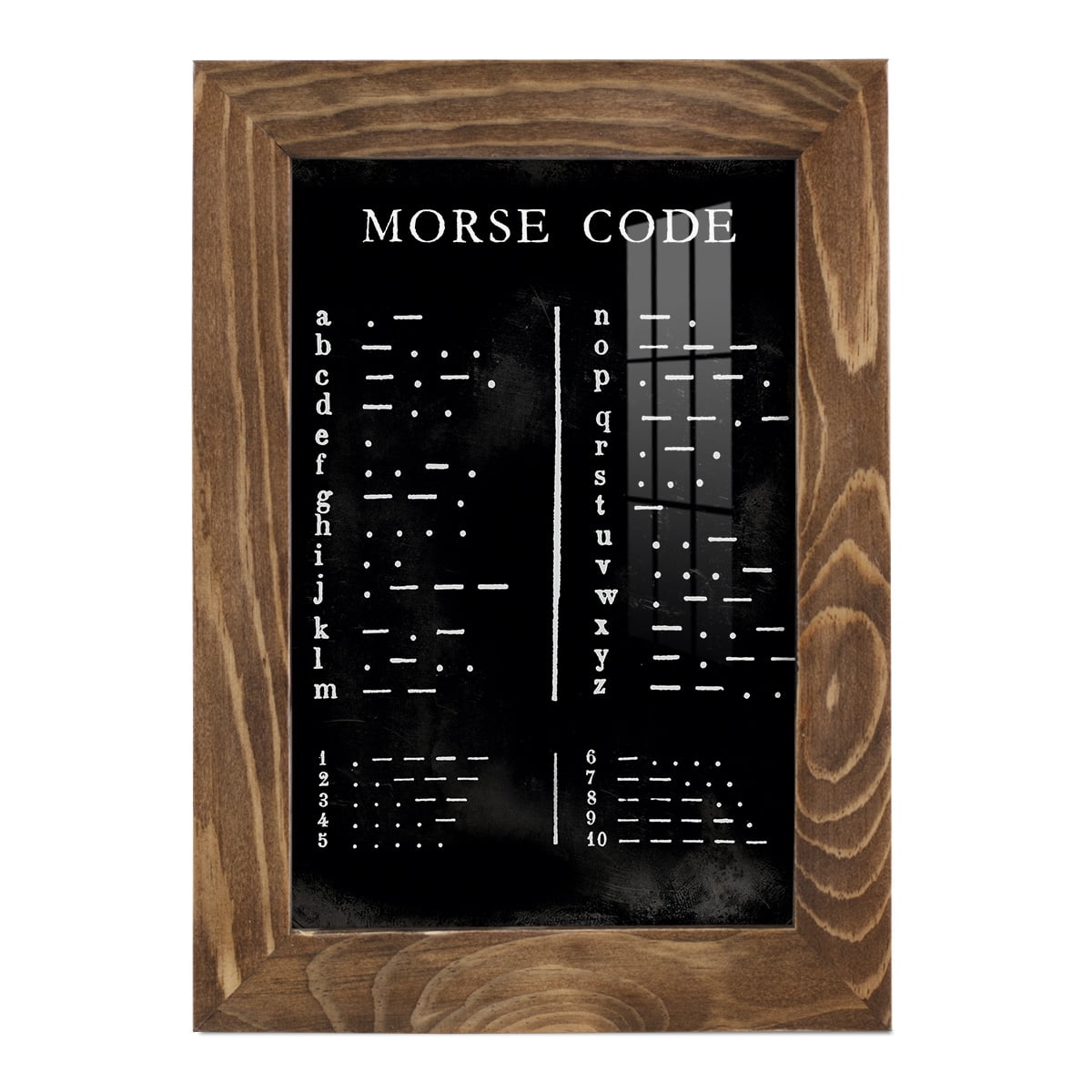 Morse Code Chart - Framed Print w/glass - Walnut - Walmart.com