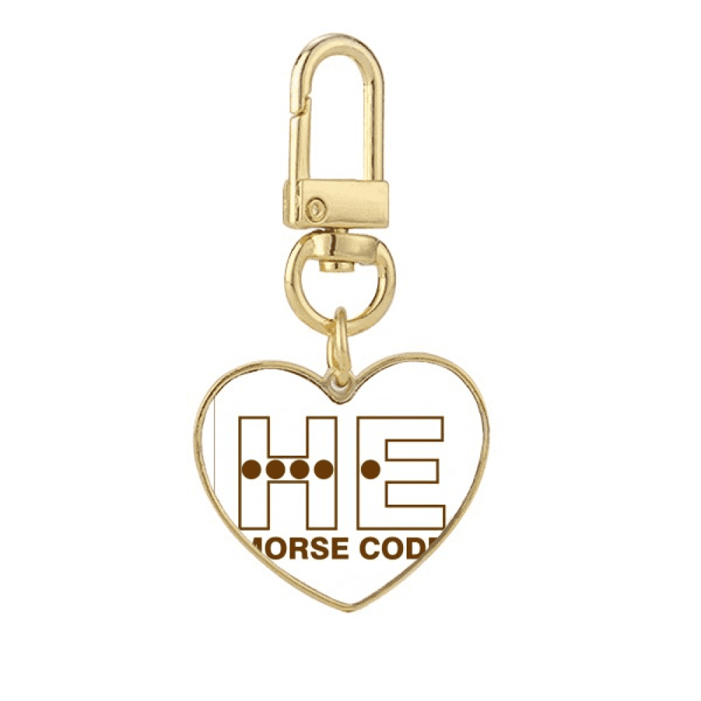 Morse Code He Point-Line Expressions Gold Heart Keychain Metal Keyring ...