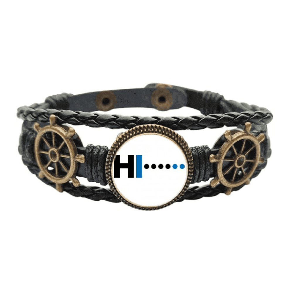Morse Code Hello Dot Line Expression Leather Braided Ocean Bracelet ...