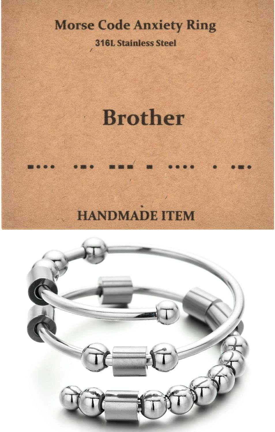 Morse Code Rings for Women, Stainless Steel Spinner Ring Fidget Rings ...