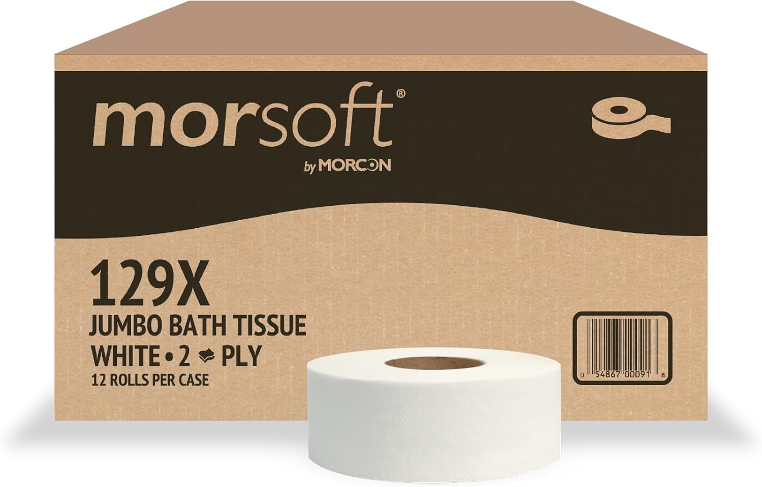 Morsoft by Morcon Jumbo Toilet Paper Rolls, 12 Rolls/Carton, 2-Ply, 100 ...