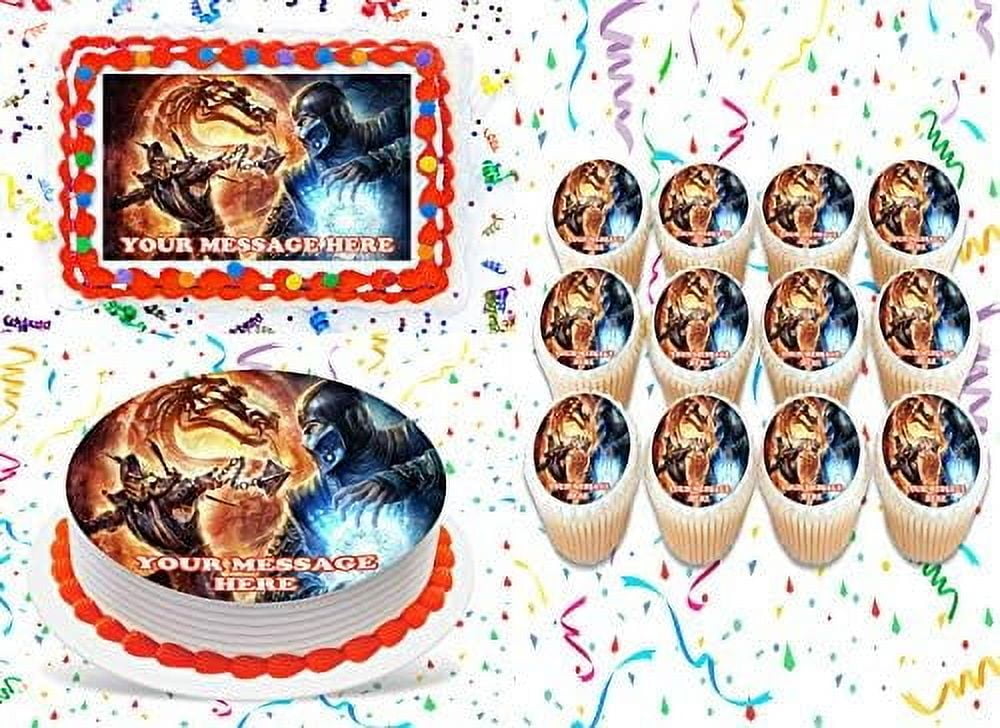 Mortal Kombat Cake Topper Edible Image Cupcakes Frosting Sugar Sheet 8 Round Cake Topper