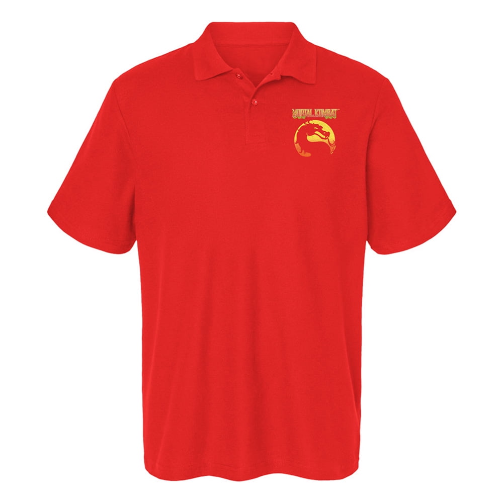 Mortal Kombat Klassic Logo Cotton Polo Shirt, Red, Large - Walmart.com