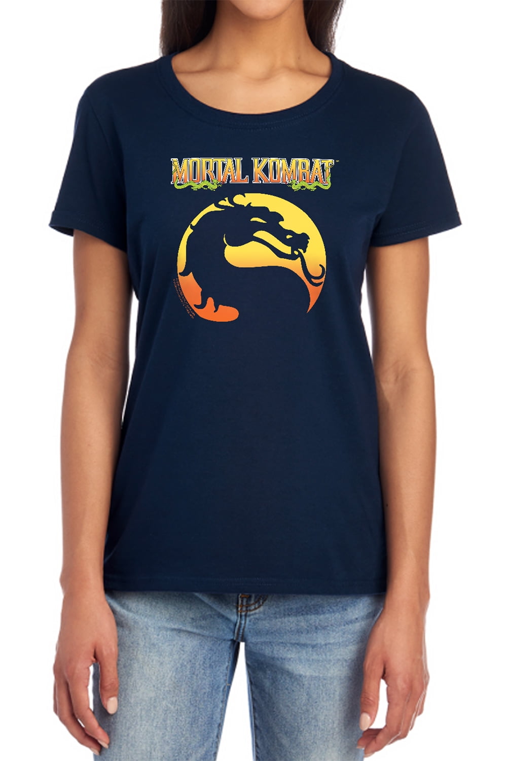 Mortal Kombat Klassic Logo Women's T Shirt, Navy, Medium - Walmart.com