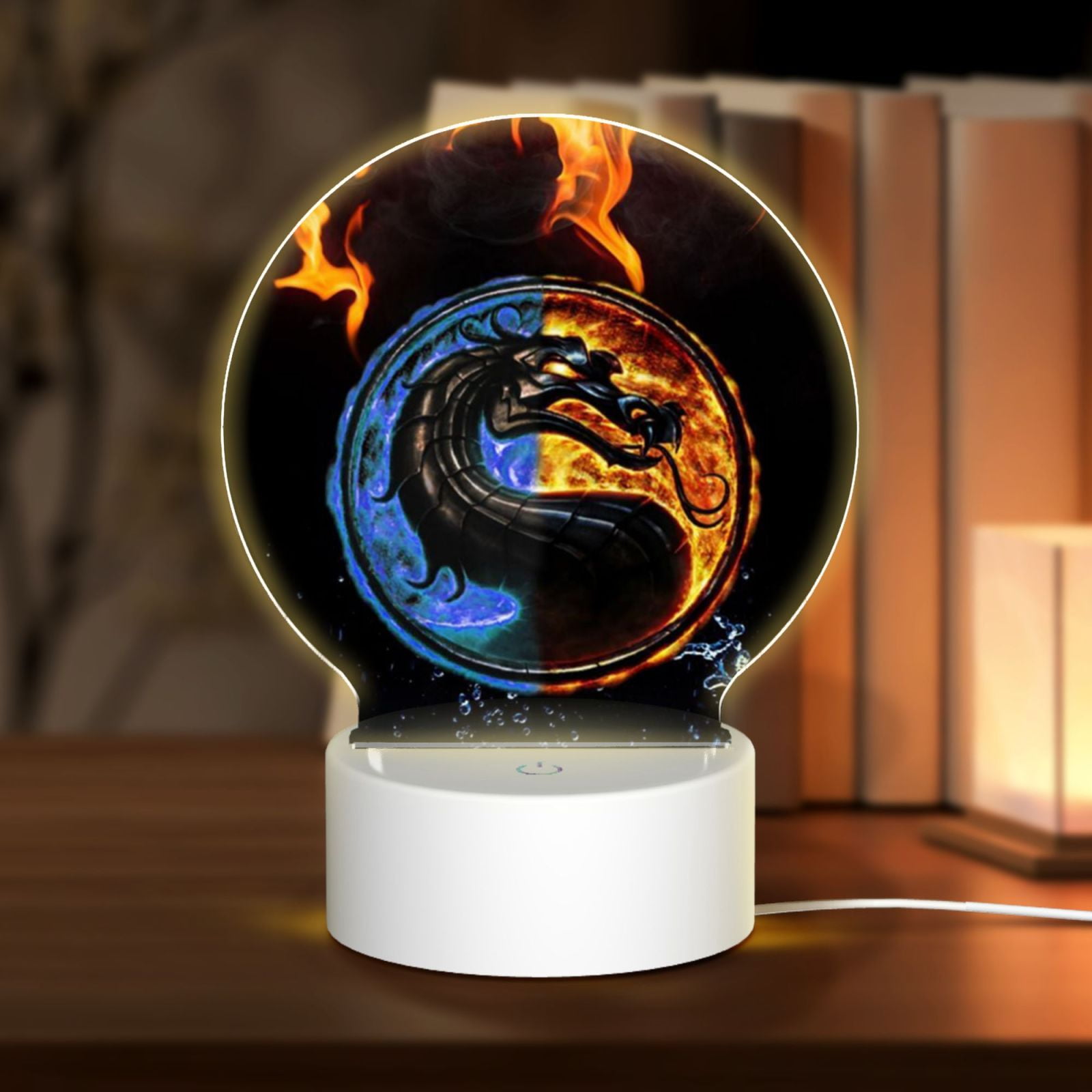 Mortal Kombat Round Acrylic Night Light USB Cable LED Lamp Base with ...
