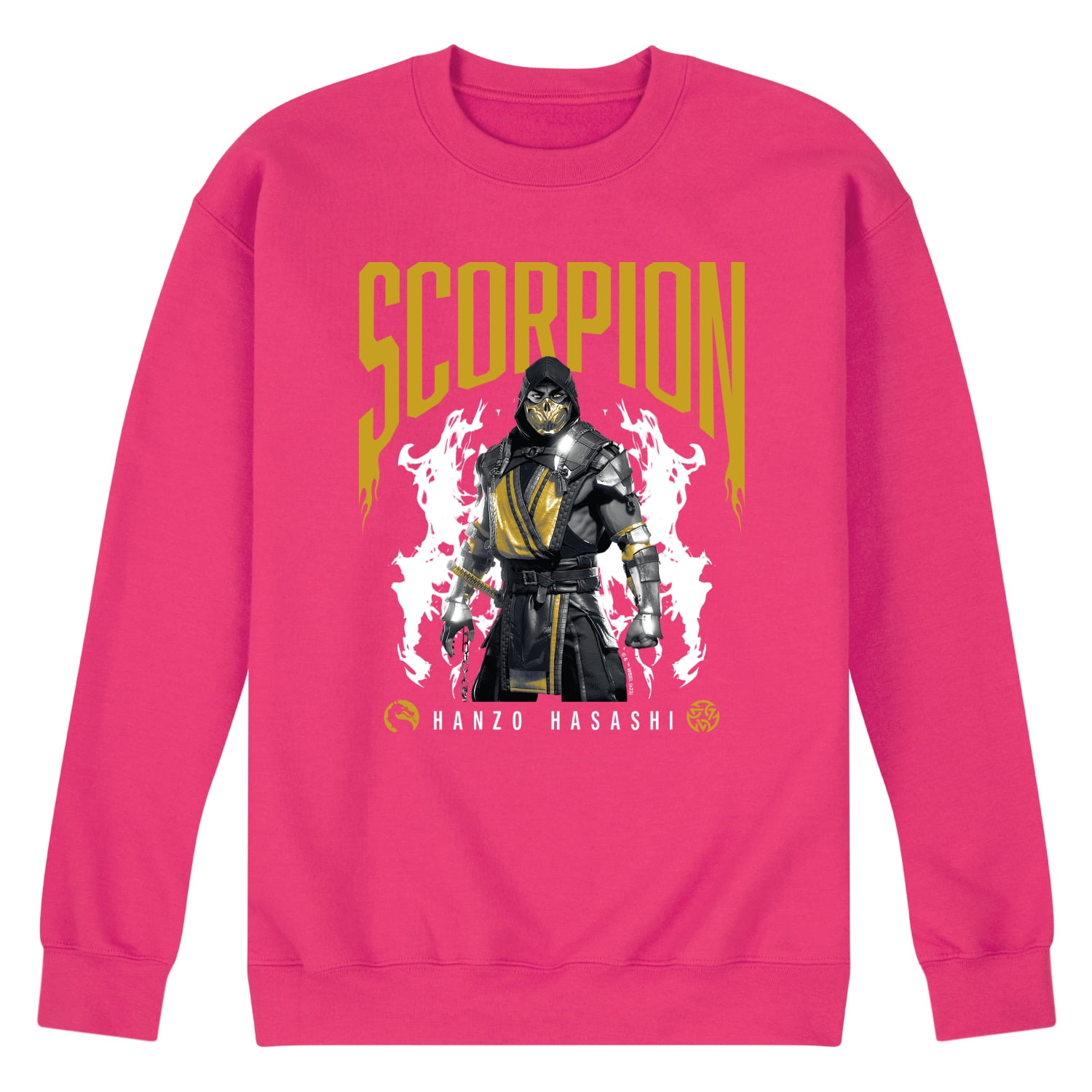 Mortal Kombat - Scorpion Hanzo Hasashi - Adult Crew Fleece - Walmart.com