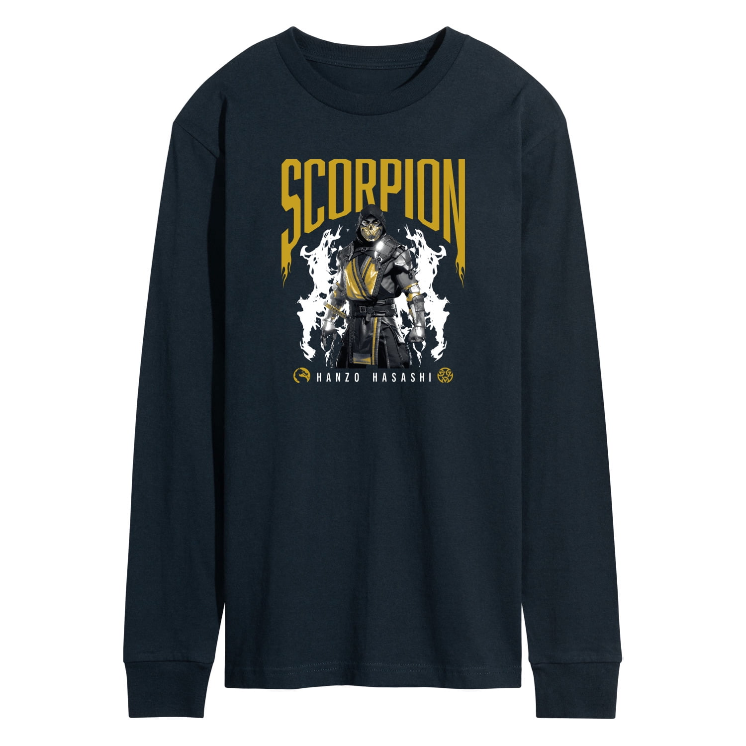 Mortal Kombat - Scorpion Hanzo Hasashi - Adult Long Sleeve Tee ...