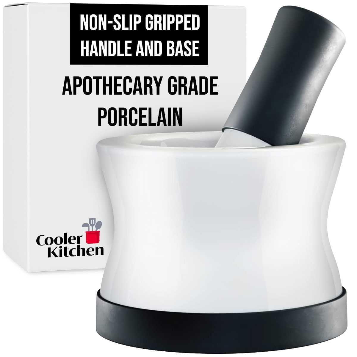 Mortar and Pestle Set with No Slip Silicone Handle and Base, Small ...
