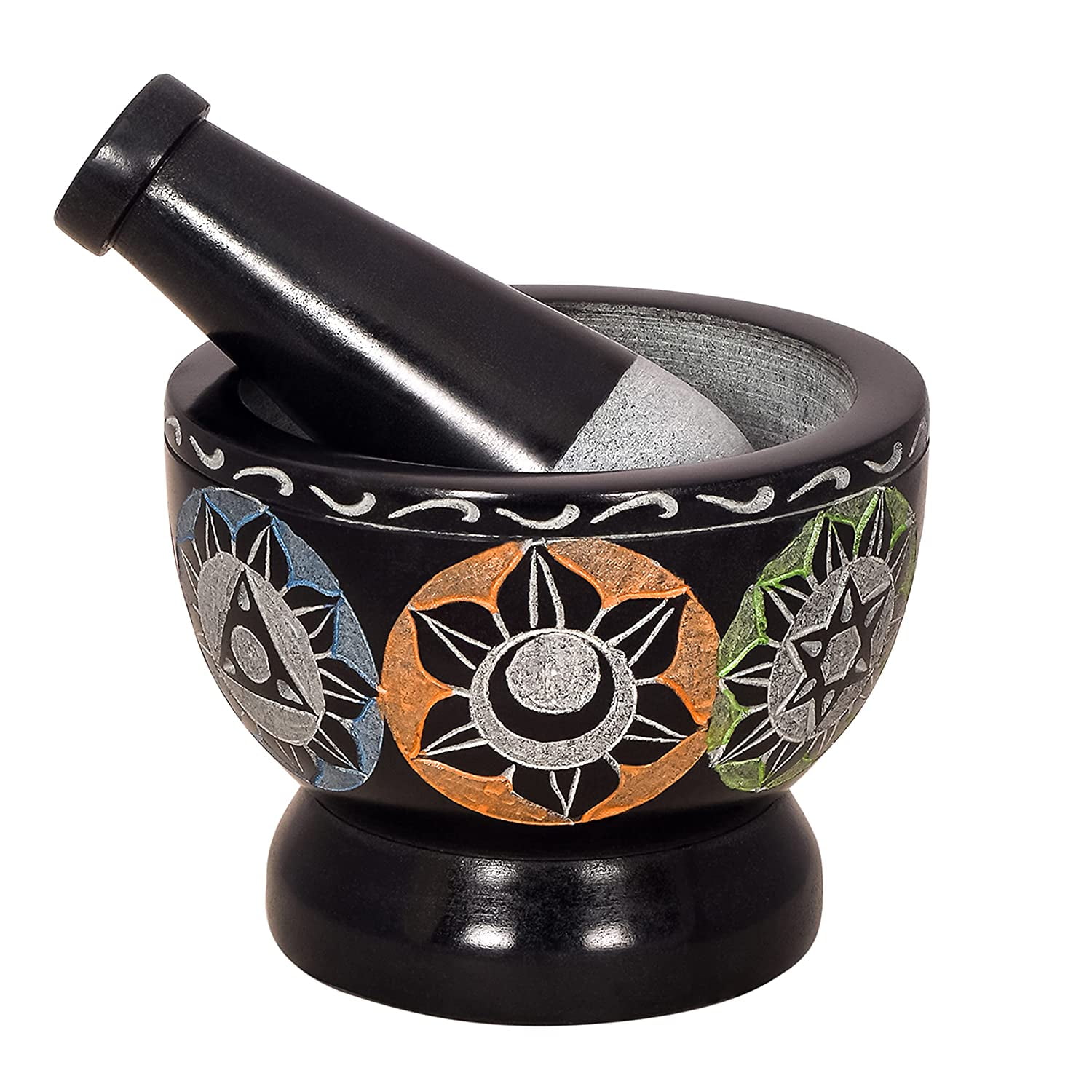 Mortar and Pestle, Made of Heavy Duty Polished Hard Stone, Natural ...