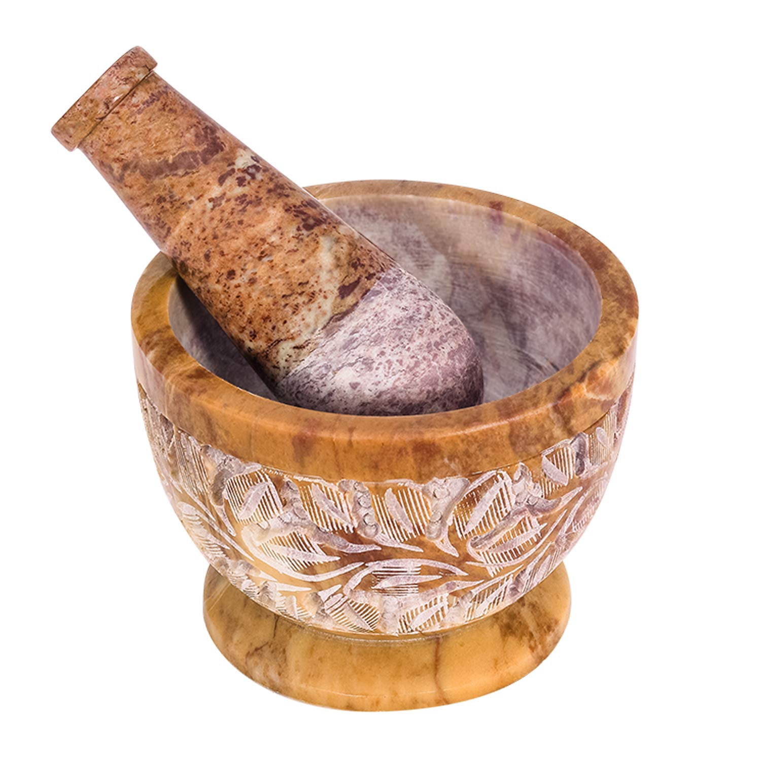 Mortar and Pestle, Made of Heavy Duty Polished Hard Stone, Natural ...