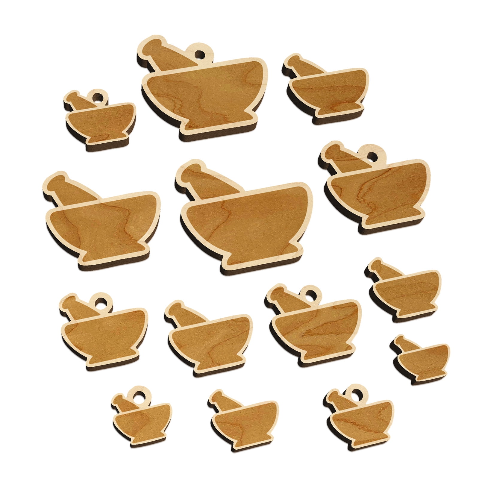 Mortar and Pestle Pharmacy Alchemy Icon Wood Mini Charms Shapes DIY ...