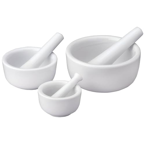 Mortar and Pestle Set, Fine Porcelain, Set of 3 Sizes, Spice Herb ...