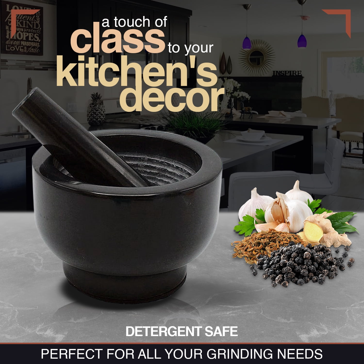 Mortar and Pestle Set with Anti Scratch Pad, Pestle and Mortar, 2 Cup ...