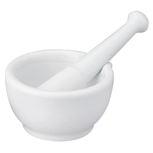Mortar with Pour Spout and Pestle, Fine Porcelain, 4.25-Inch, Spice ...