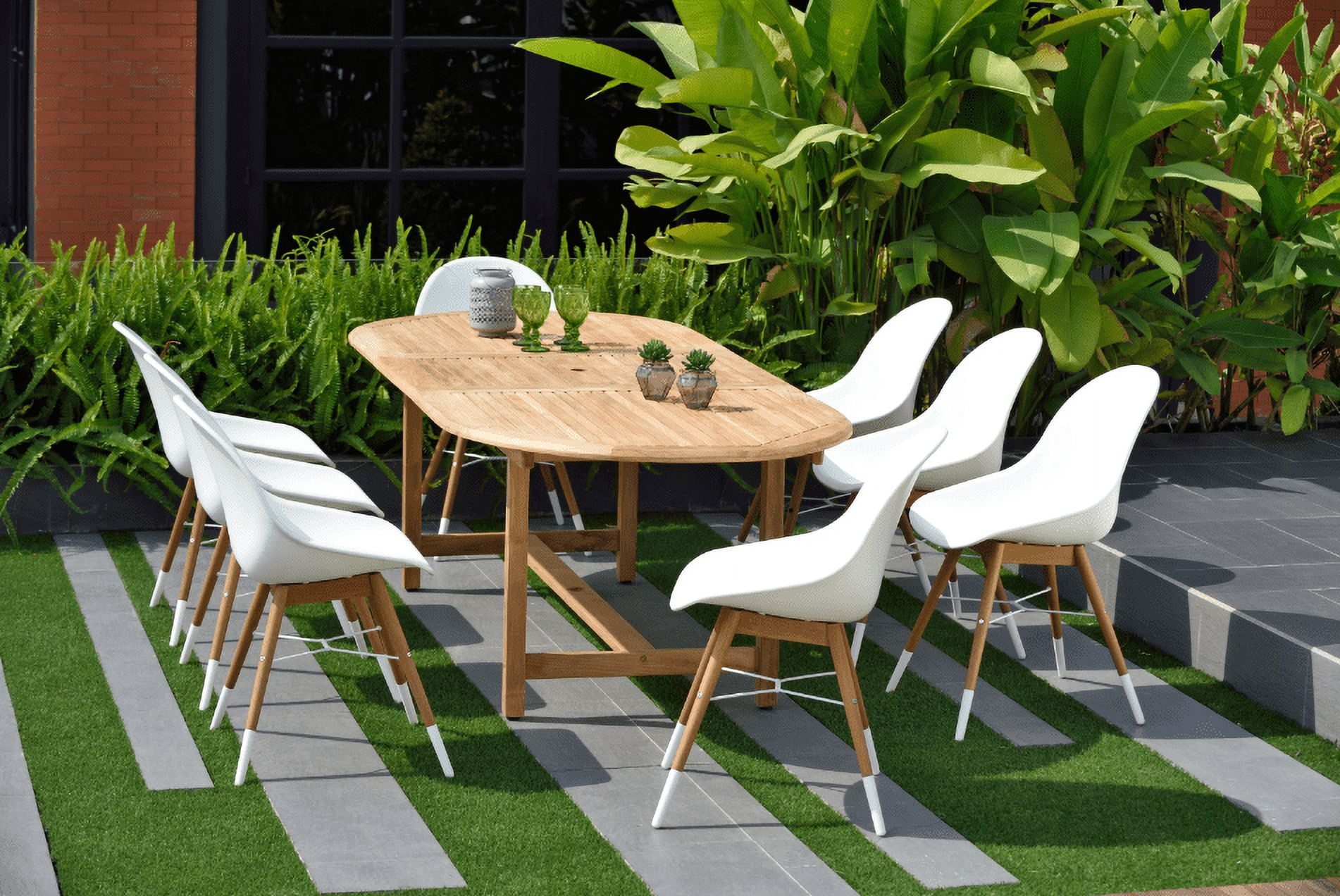 Morteau 9 Piece Certified Teak Extendable Oval Patio Dining Set ...