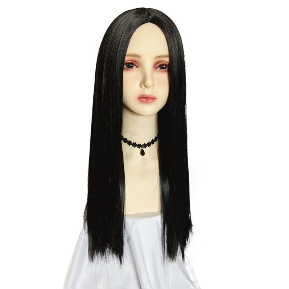 Morticia Addams Wig for Girls Long Black Straight Wig for Addams Family ...