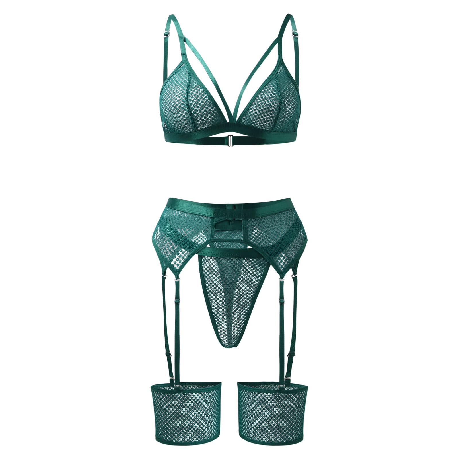 Mortilo Sheer Mesh Pajamas Lingerie Set High Waist Sleepwear Bra And