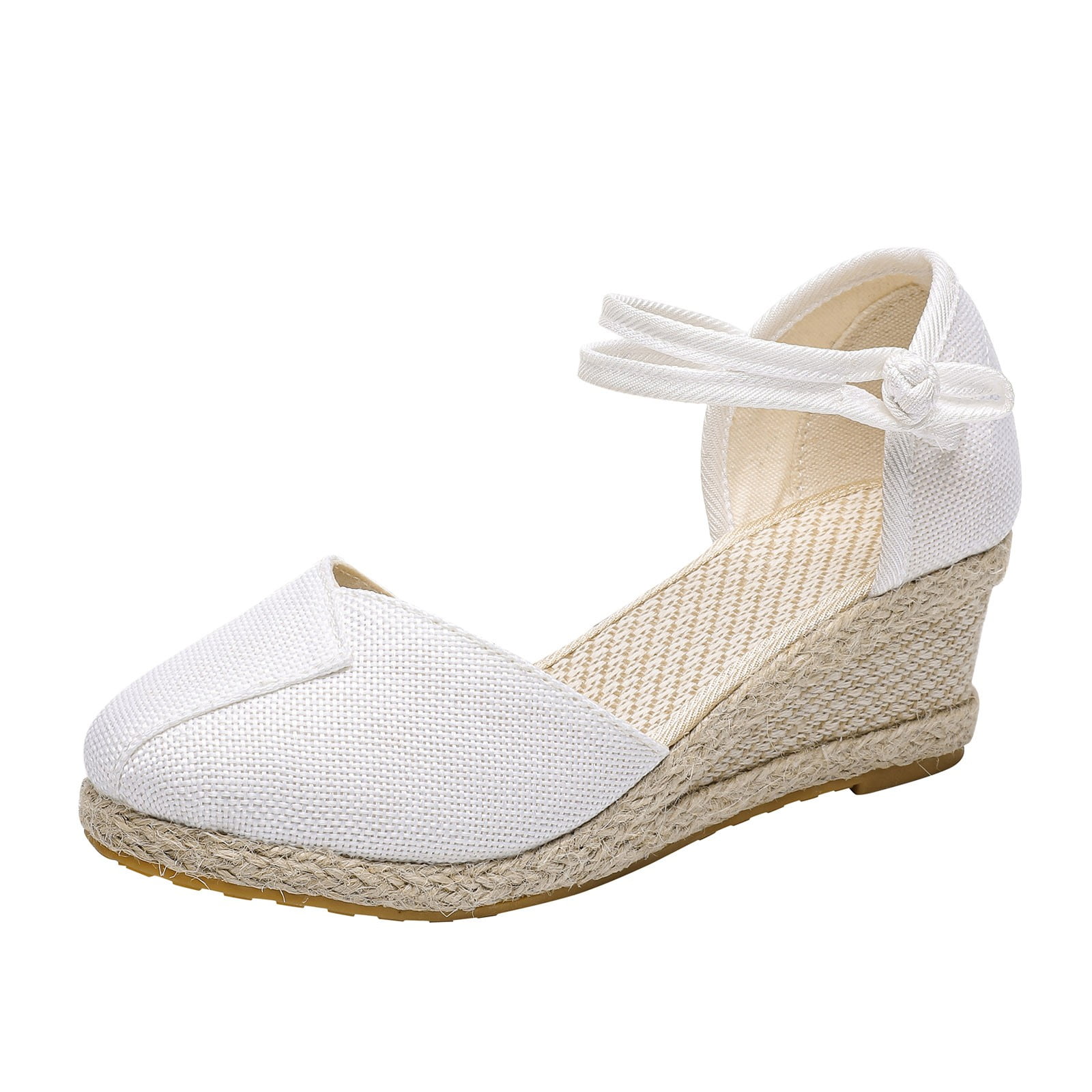 Mortilo Women Closed Toe Retro Wedge Casual Sandals Buckle Strap Ladies ...