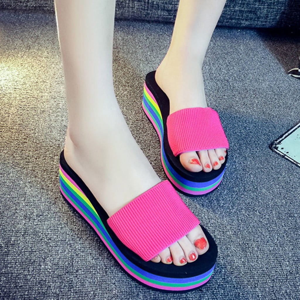 Mortilo Women's slipper Women's Platform Bath Slippers Wedge Beach ...