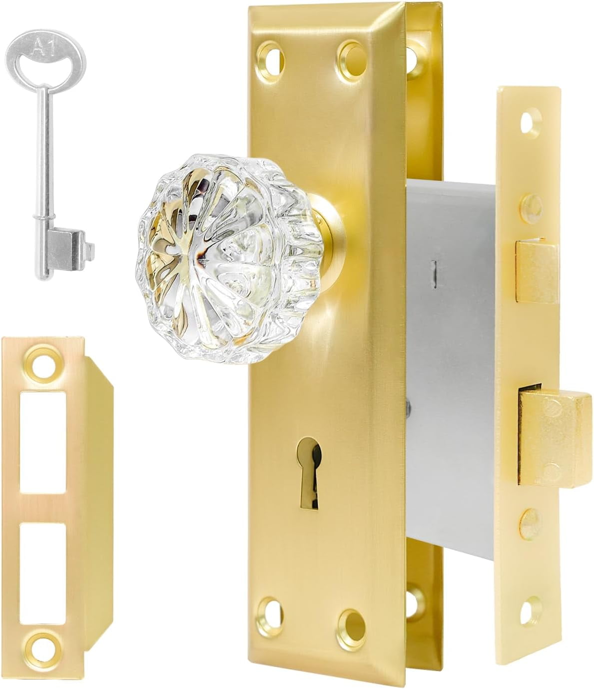 Mortise Lock Set for Interior Door - Vintage Crystal Glass Door Knobs ...