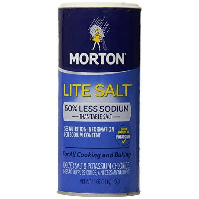 Morton Lite Salt, 11 oz, Lower Sodium Seasoning, Half The Sodium Of ...