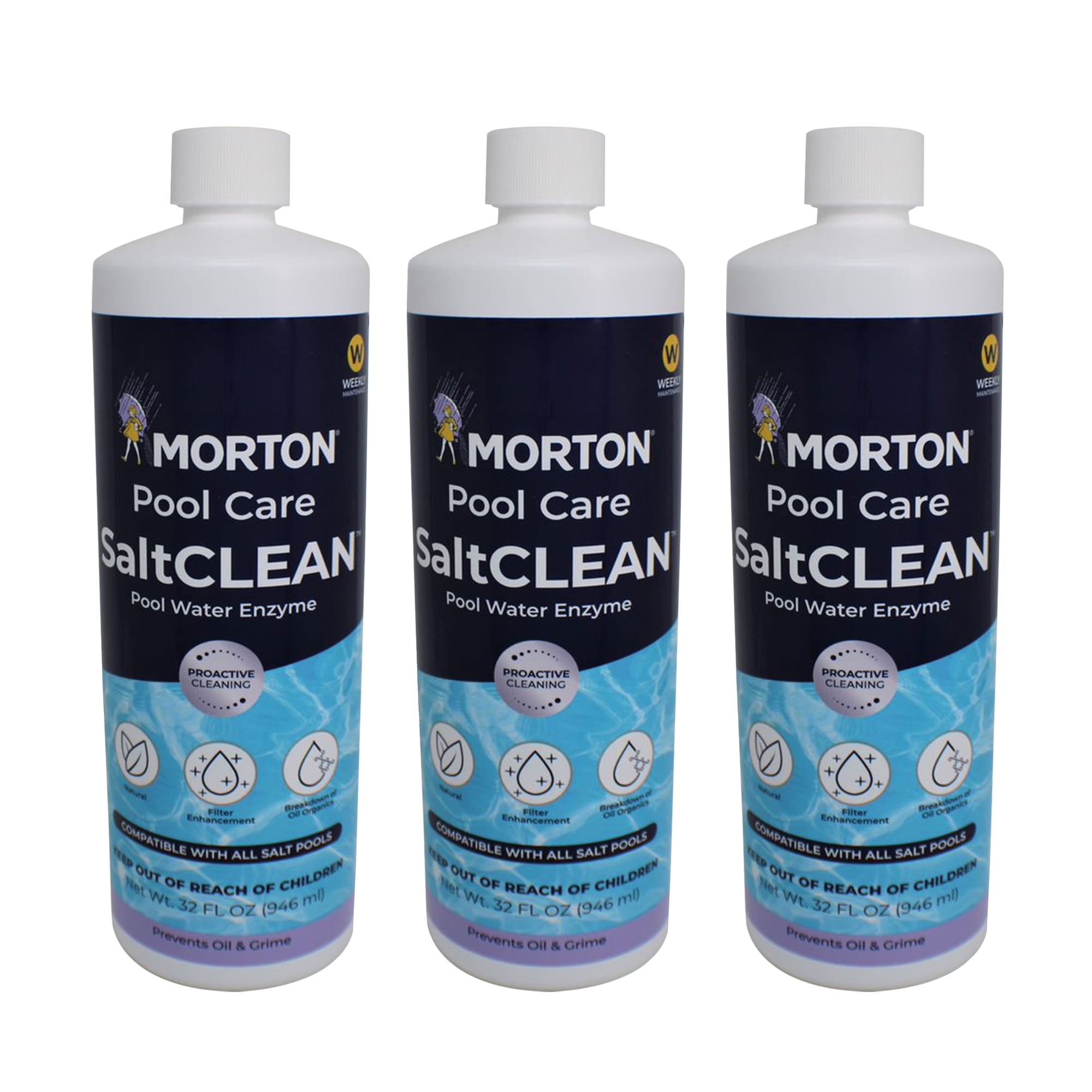 Morton Pool Care SaltCLEAN Salt Water Swimming Pool Enzyme, 32 Oz, 3 ...