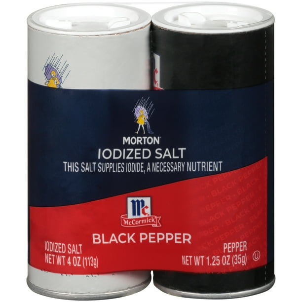 Morton McCormick Iodized Salt & Pepper, 4 Ounce and 1.25 Ounce Shaker ...