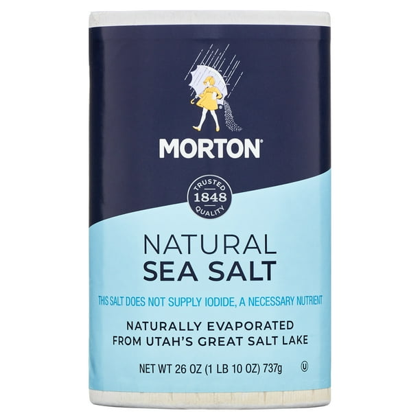 Morton All-Purpose Natural Sea Salt in 26 Ounce Canister - Perfect for ...