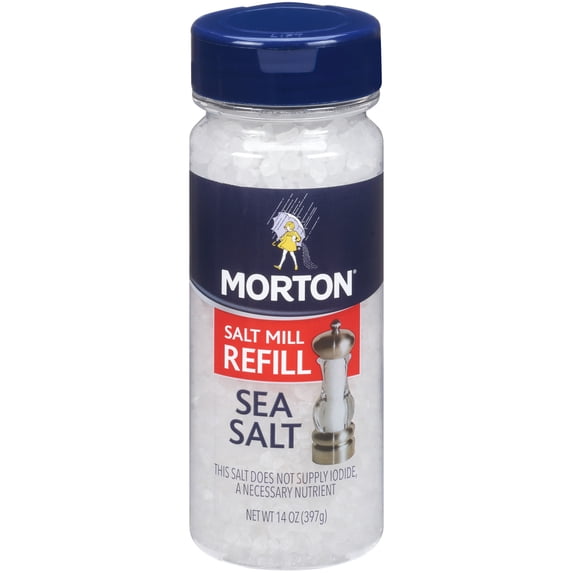 Morton Sea Salt Grinder Refill, Extra Coarse, Non-Iodized, 14 Ounce ...