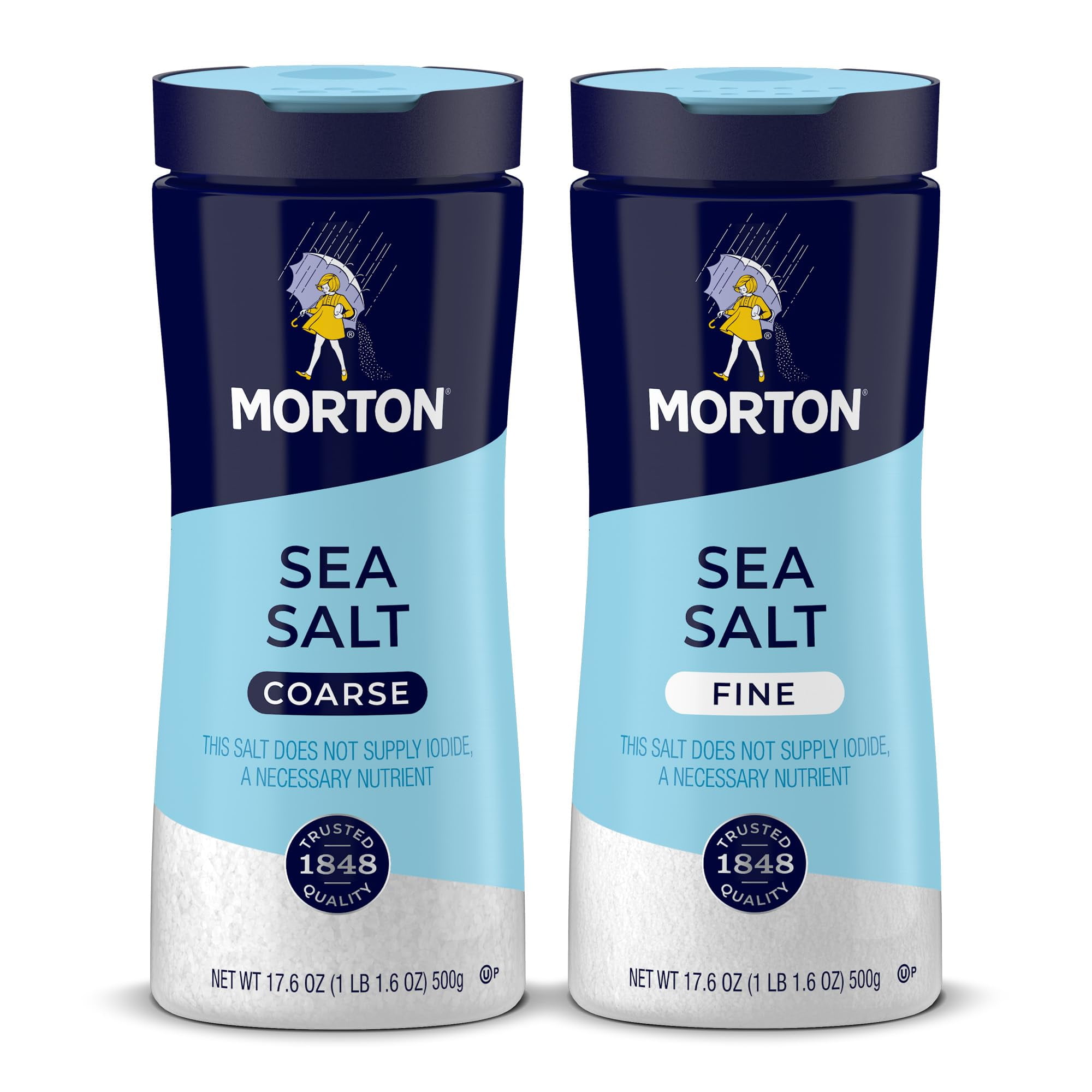 Morton Sea Salt Set, MFF30 Fine (17.6 oz) & Coarse (17.6 oz), 2-Pack ...