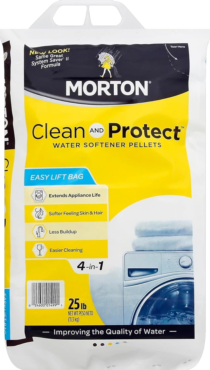 Morton Salt Clean and Protect Water Softener Pellets, 25 lbs, Removes ...