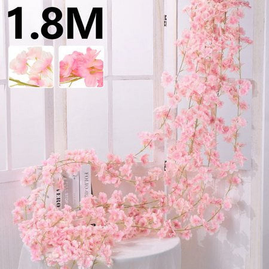 Morttic 1.8m Faux Floral Cherry Blossom Garland Vines for Home, Wedding ...