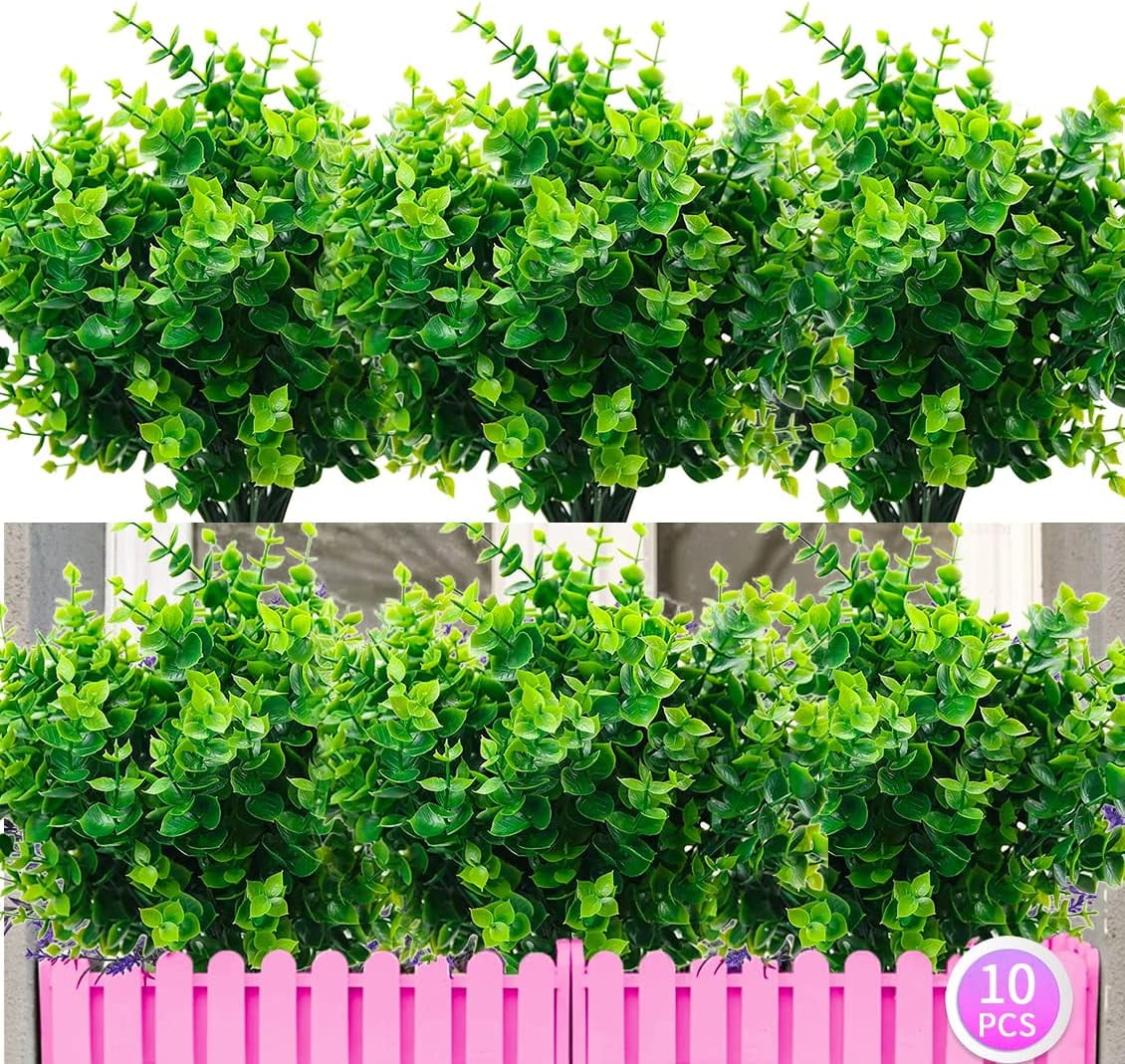 Morttic 10 Bundles Artificial Boxwood Plants Shrubs Artificial Flowers ...