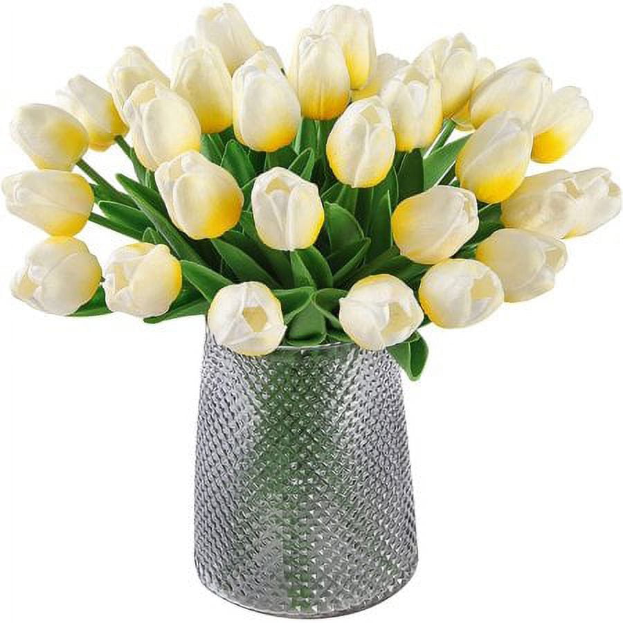 Morttic 10Pack Artificial Tulips Flowers, Fake Tulips Bouquet, Real ...