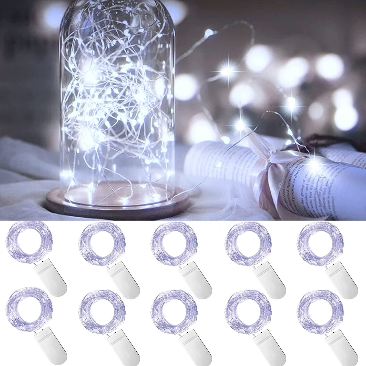 Morttic 10Pack Fairy String Lights 2m Battery Operated 20 Micro LEDs ...