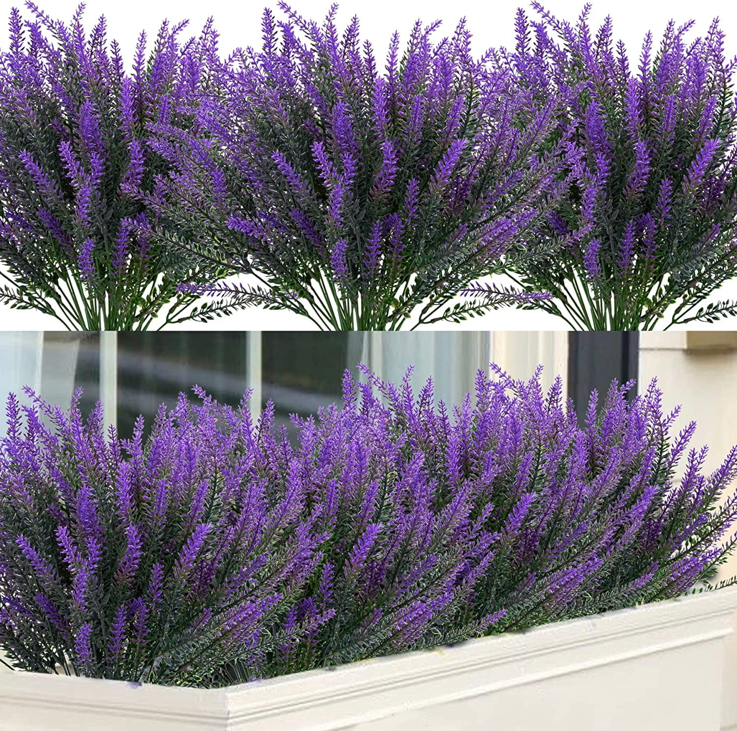 Morttic 12 Bundles Fake Flowers Artificial Lavender Faux Plastic Purple ...