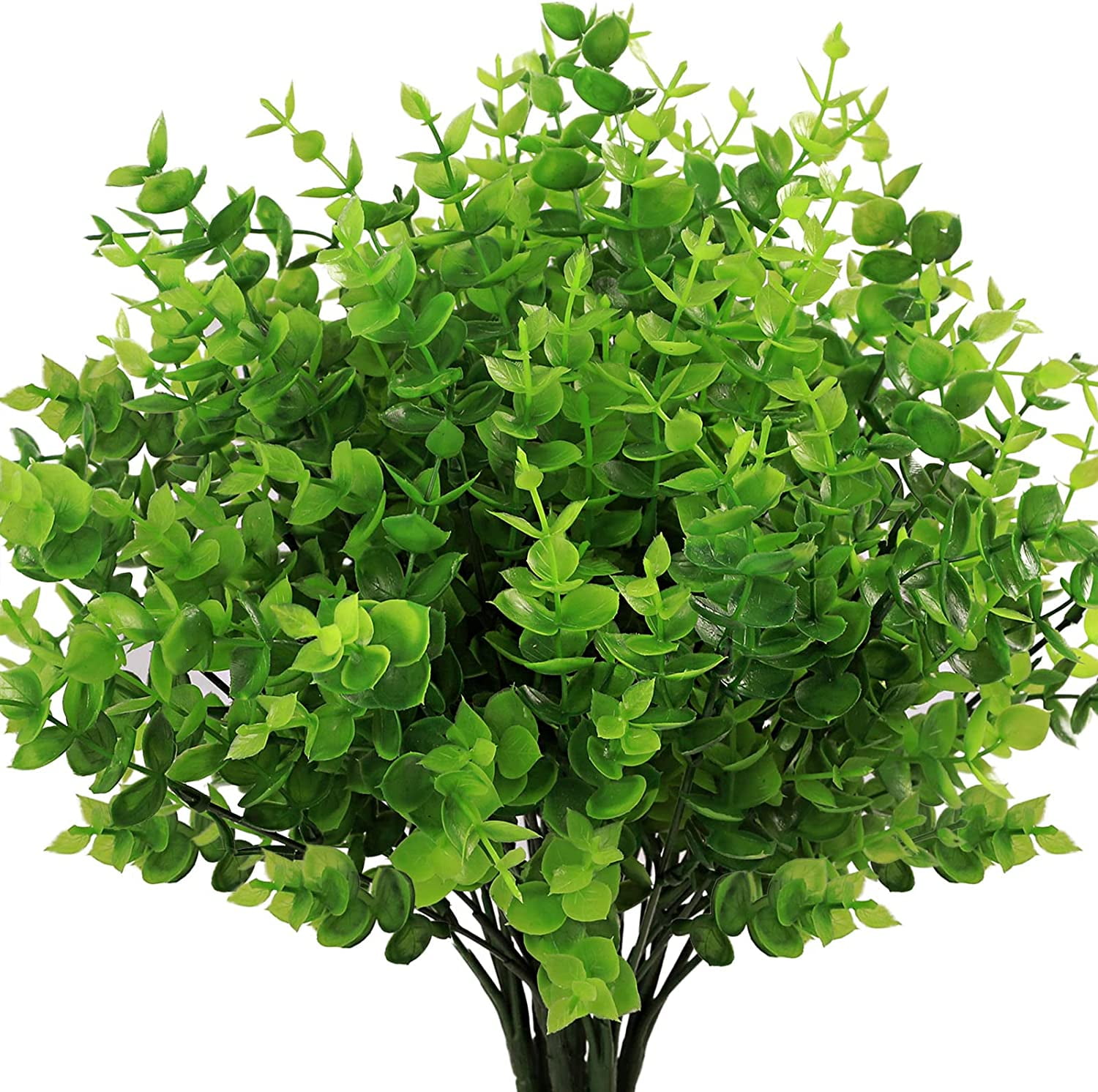 Morttic 12 Pack Outdoor Artificial Boxwood Fake Stems Plants, Faux ...
