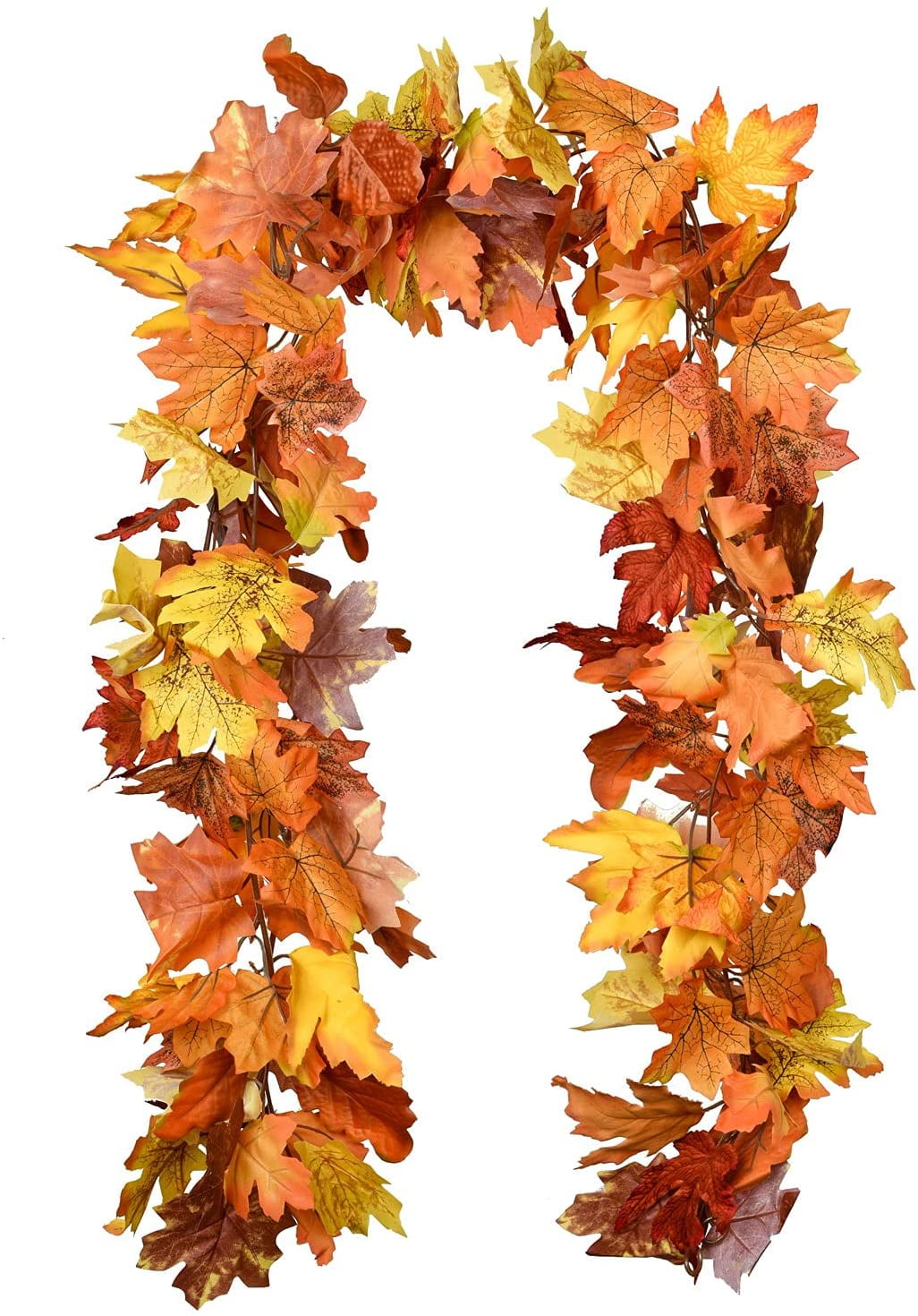 Morttic 2 Pack 5.9 feet Fall Maple Garland Artificial Fall Foliage ...