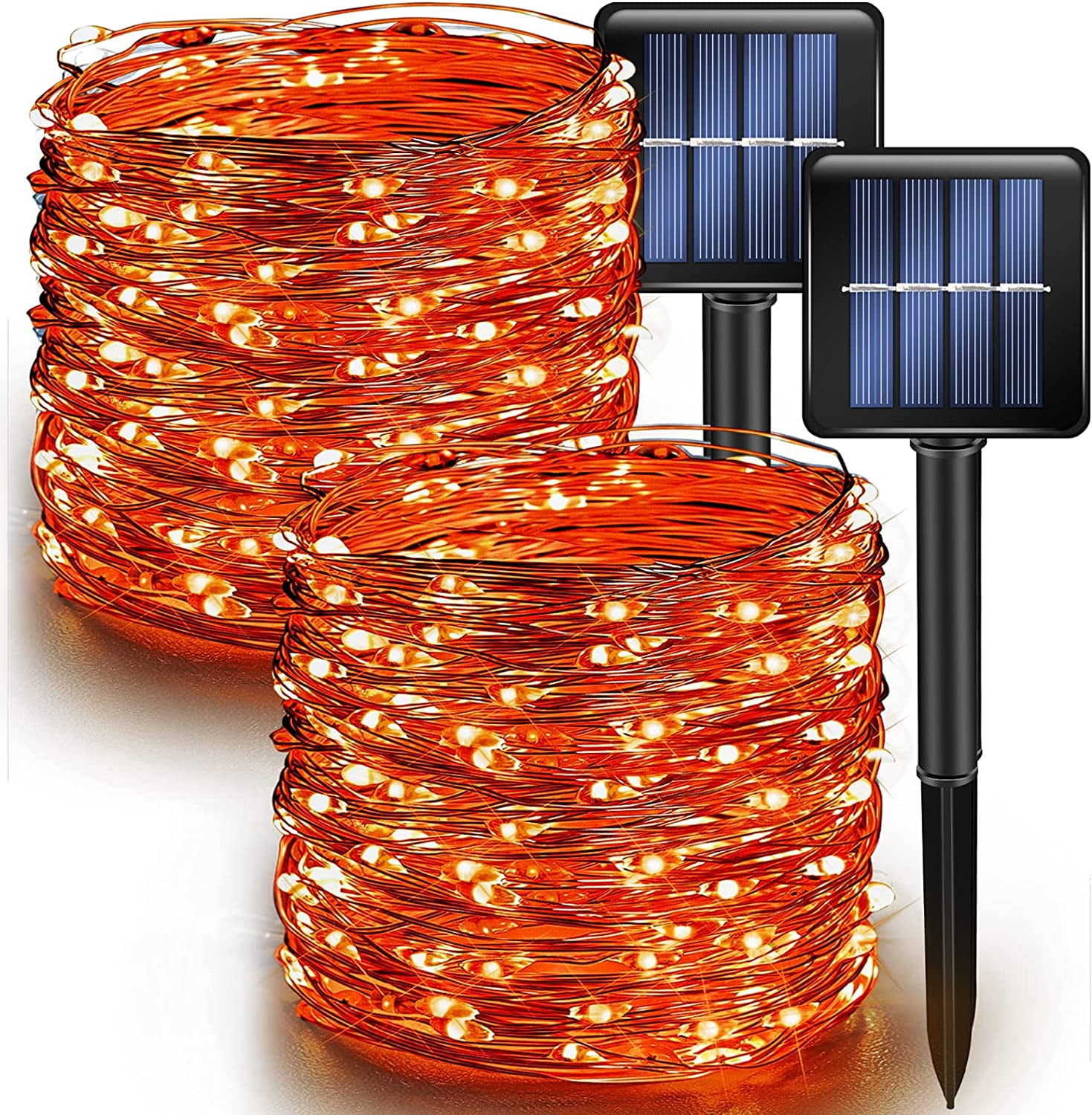 Morttic 2 Pack Solar String Lights Outdoor, 33 FT 100 LED Solar Powered ...