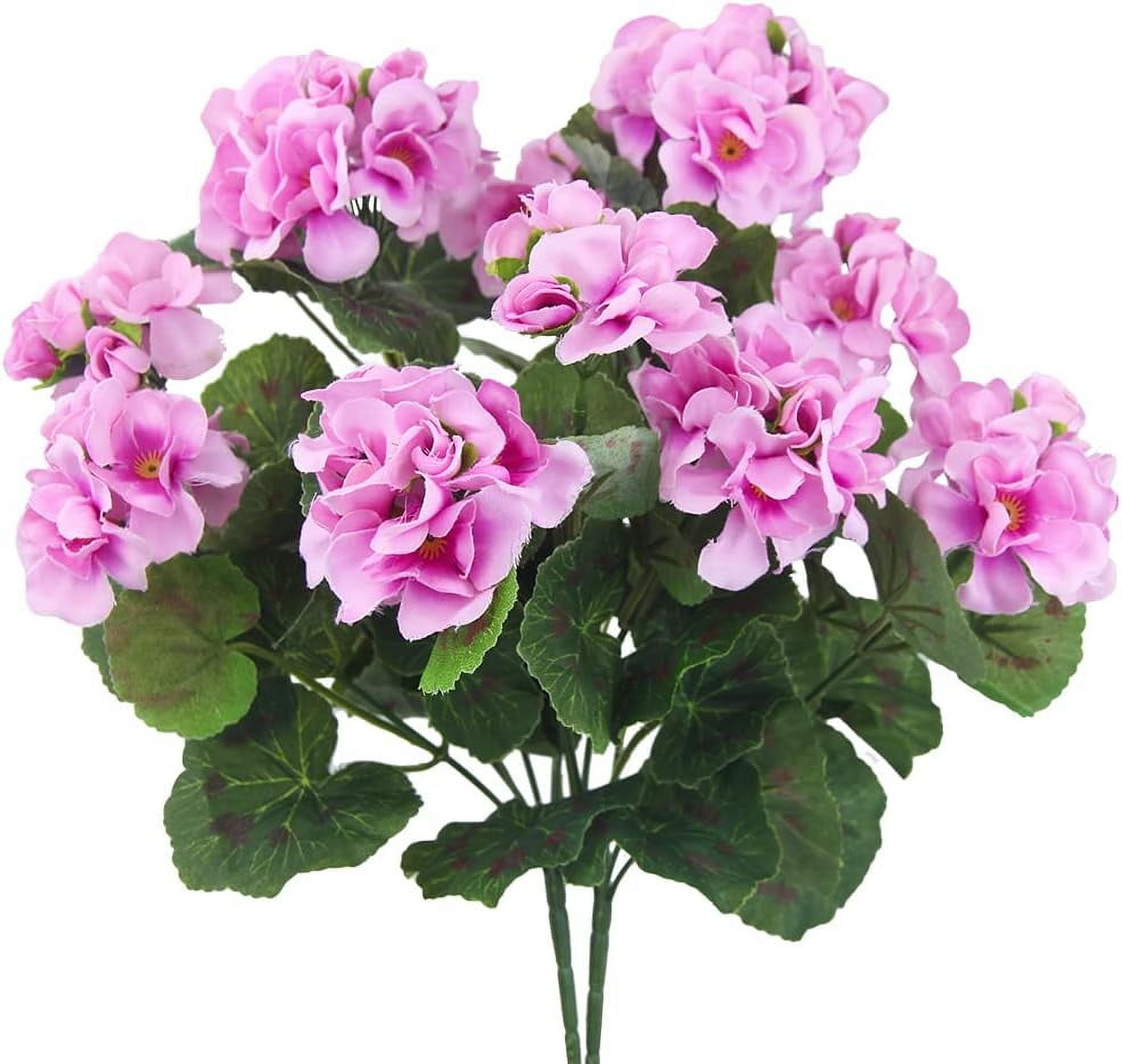 Morttic 2 Pcs Artificial Geraniums Outdoor Silk Flowers Rose Red ...