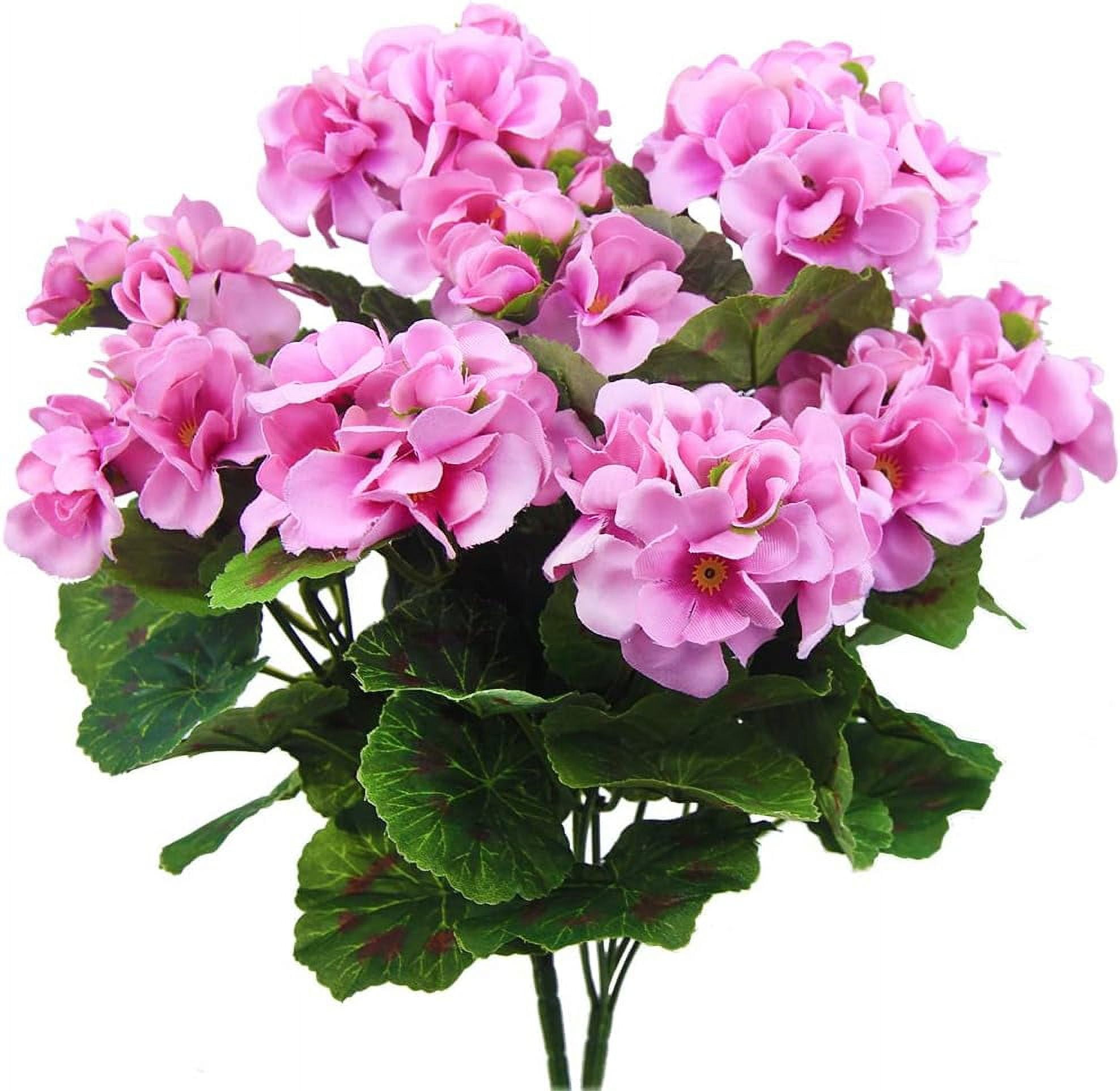 Morttic 2 Pcs Artificial Red Geranium Bush Faux Flowers Geraniums Silk ...