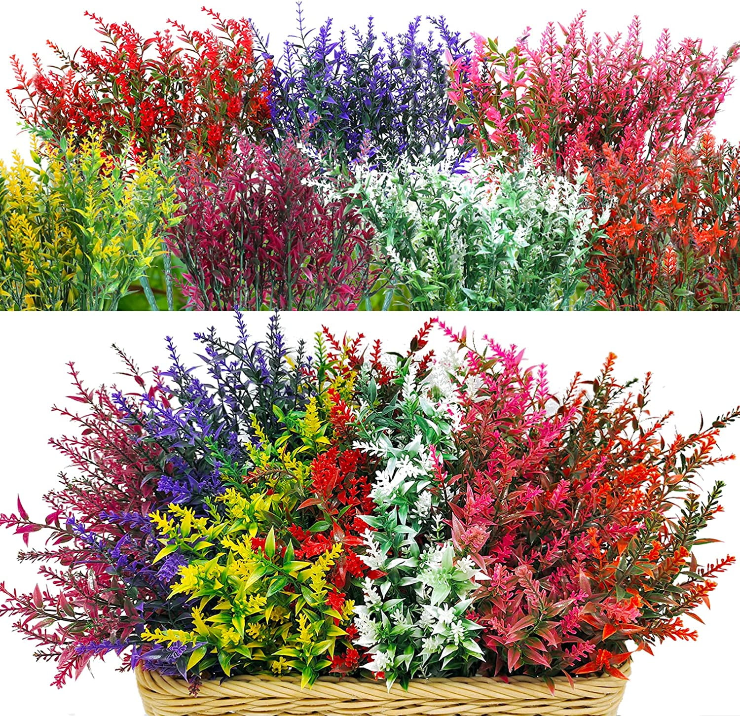 Morttic 21 Bundles Faux Plants Outdoor Fake Flowers Artificial Flowers ...