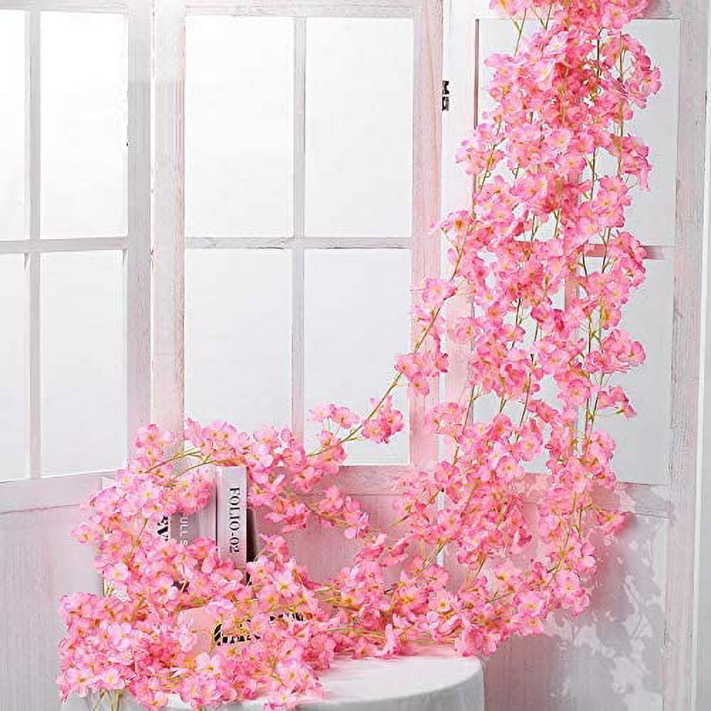 Morttic 2PCS 180cm/70inch Artificial Flower Cherry Blossom Rattan ...