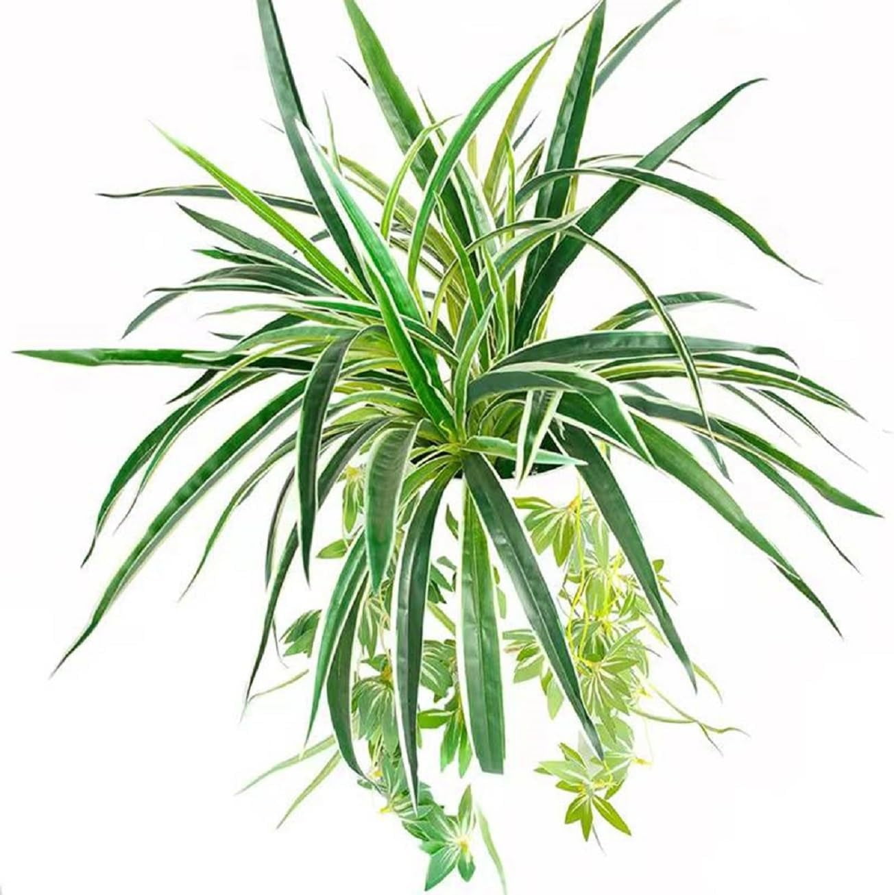 Morttic 2Pack Artificial Flowers Spider Plants Fake Silk Plant Faux ...