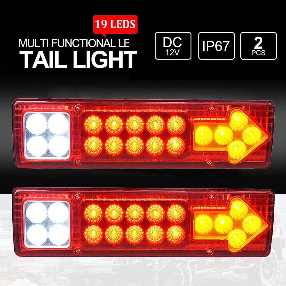 Morttic 2pcs 19 LED Waterproof Tail Lights Kit RV Camper Trailer Truck ...