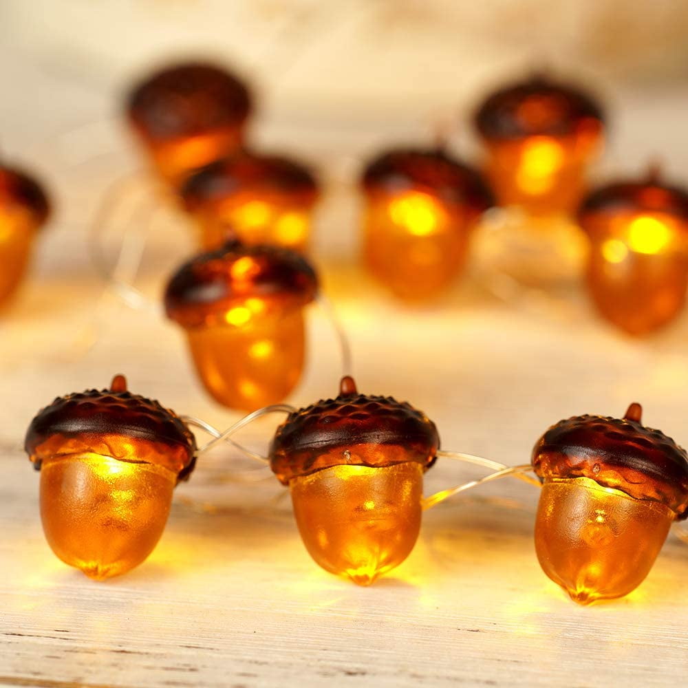 Morttic 3D Acorn Fall Decor Harvest String Lights Battery Powered with ...